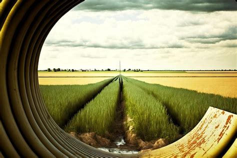 Premium Photo View From Side Of Gas Pipeline Running Across Field