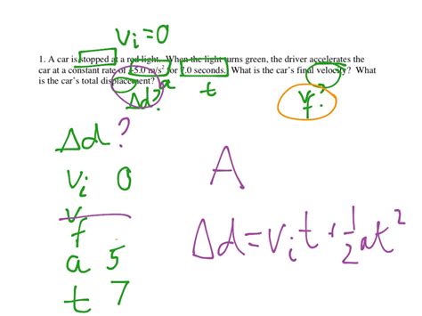 Kinematic Equations Id Givens And Pick The Right Equation Science