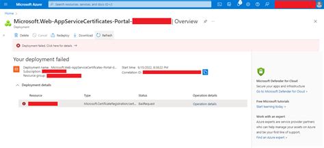 app service certificate deployment is failing microsoft qanda