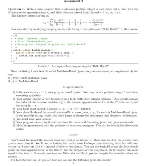 Solved Assignment 2 Question 1 Write A Java Program That