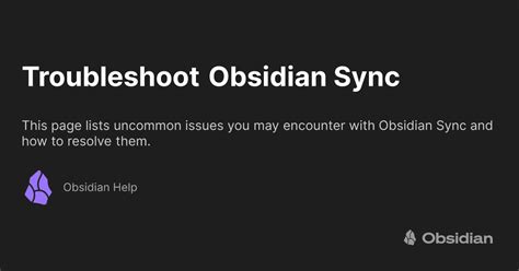 Troubleshoot Obsidian Sync Obsidian Help