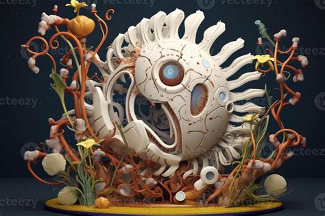D Render Surreal Abstract Nature And Geometry Fusion Sculpture Stock Photo At Vecteezy