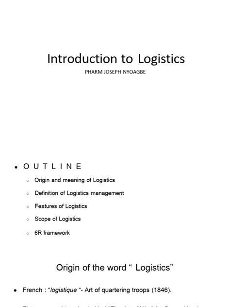 Intro To Logistics Pdf Logistics Product Business