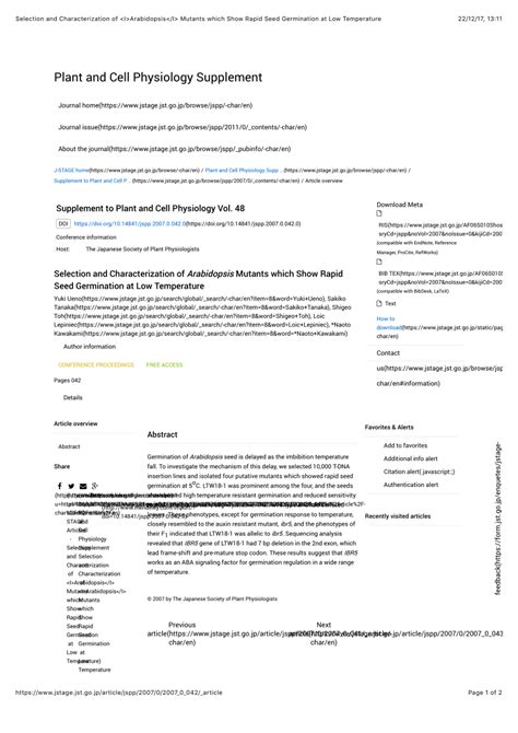 Pdf Selection And Characterization Of Arabidopsis Mutants Which Show Rapid Seed Germination At