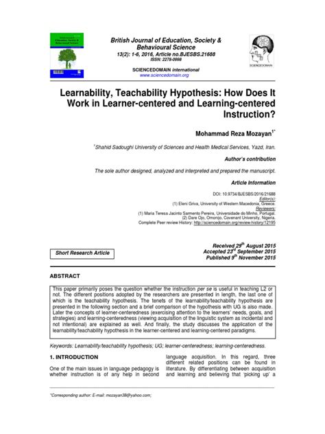 Learnability Teachability Hypothesis How Does It Work In Learner