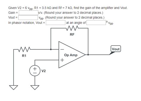Solved Given V2 6 Vpp R1 3 5 Kq And Rf 7 Ko Find The Chegg Com