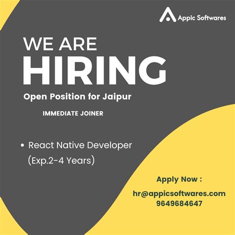 shephali jain on linkedin hiring immediatejoiner reactnativedeveloper jaipurlocation