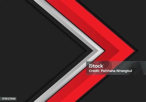 어두운 회색 빈 공간에 추상 적색 흰색 화살표 3d 방향 디자인 현대 미래 배경 벡터 그림 0명에 대한 스톡 벡터 아트 및 기타
