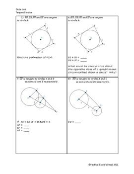 Circle Unit Tangents Practice By Euclid S Shop TPT