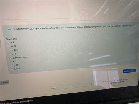 Solved In A Computer Terminology A Byte Is A Pattern Of