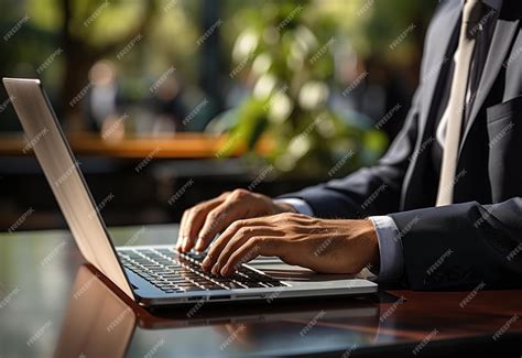 Premium Ai Image Close Up Of Hands Typing On A Laptop Keyboard