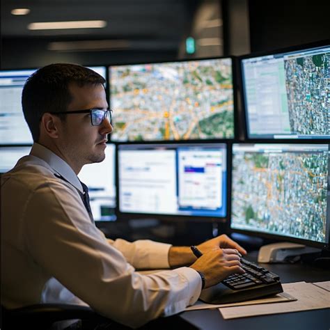 A Cybersecurity Analyst Monitoring Network Traffic On Multiple Screens