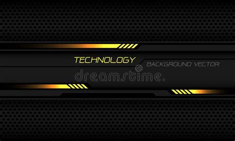 Abstract Technology Grey Yellow Cyber Black Circuit Banner Overlap On Circle Mesh Design