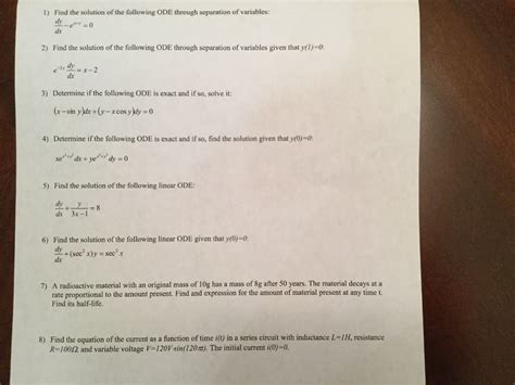 solved find the solution of the following ode through