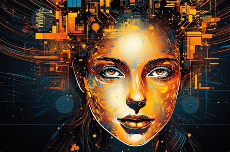 Premium Photo Vector Digital Technology Face Artificial Intelligence