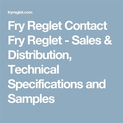Fry Reglet Contact Fry Reglet Sales And Distribution Technical