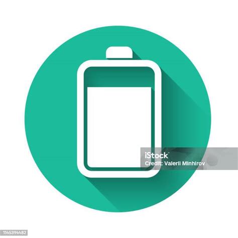 긴 그림자와 고립 된 흰색 배터리 아이콘 녹색 원 버튼을 클릭 합니다 벡터 일러스트 0명에 대한 스톡 벡터 아트 및 기타 이미지