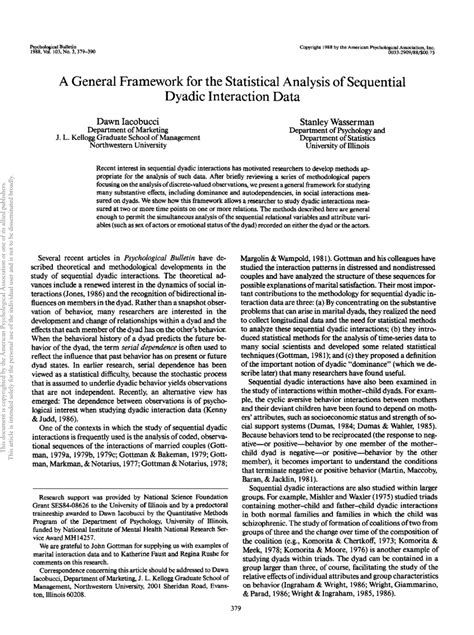 Pdf A General Framework For The Statistical Analysis Of Sequential Dyadic Interaction Data