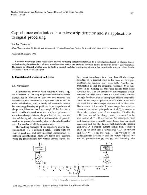 Pdf Capacitance Calculation In A Microstrip Detector And Its Applications To Signal Processing