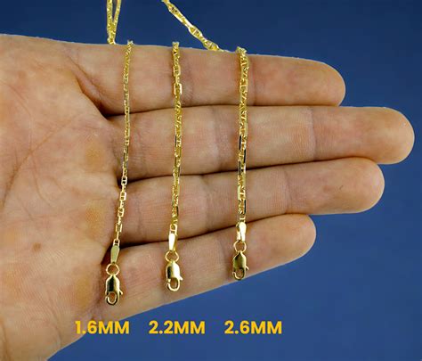 14k Yellow Gold Solid Anchor Mariner Necklace Chain Link Real 1mm 5mm