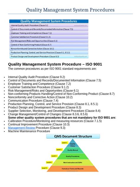 Quality Management System Procedures Pdf Quality Management Quality Management System