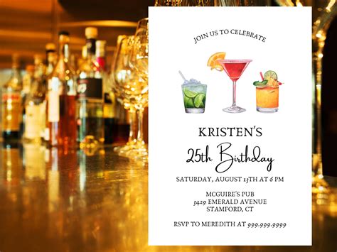 Editable Cocktails Party Invitation Cocktails And Conversation