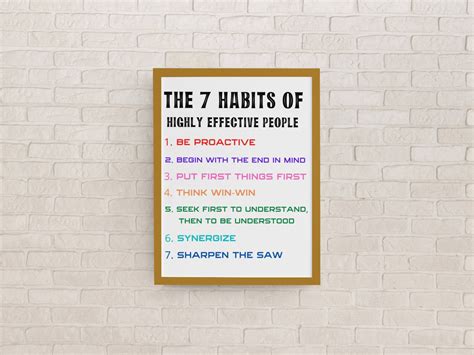 7 Habits Of Highly Effective People Poster Inspirational Wall Art