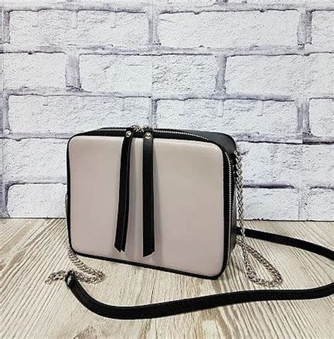 Сумка клатч кросс боди женская через плечо натуральная кожа светло сиреневая с черным 1634