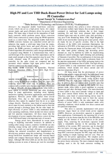 Pdf High Pf And Low Thd Buck Boost Power Driver For Led Lamps Using