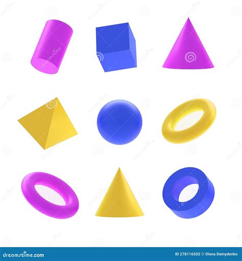 Set Of Primitive Shapes 3d Render White Geometric Shapes Isolated On