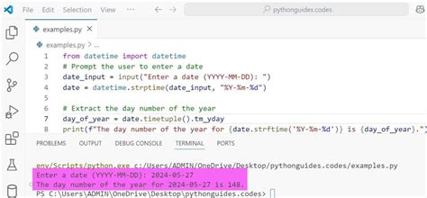 How To Extract Day Number Of The Year From A Date In Python