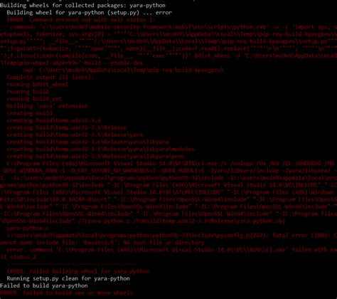 failed to build wheel for yara python · issue 113 · virustotal yara
