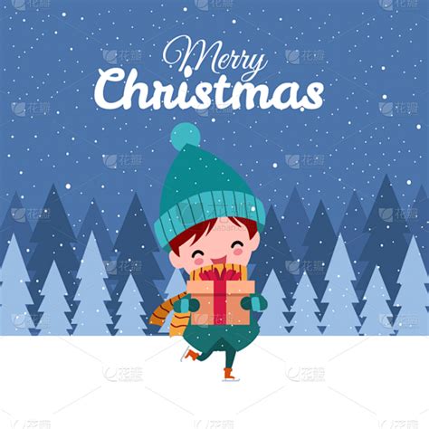 可爱的 请柬 儿童 绘画插图 卡通 男孩 明信片 冬天 可爱
