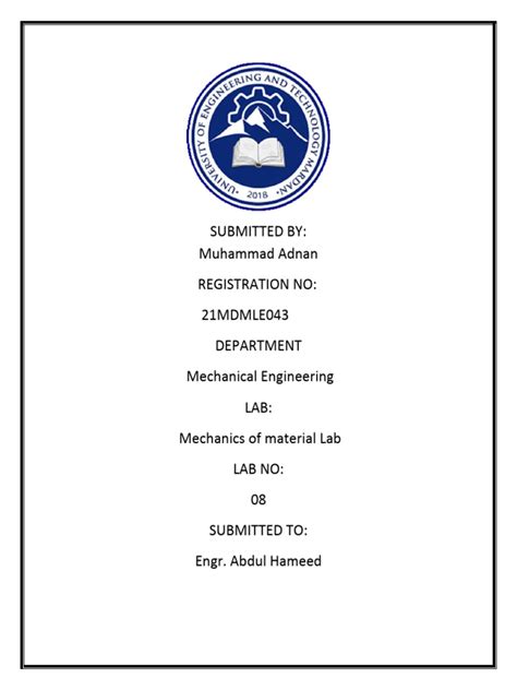 Lab 08 Pdf Youngs Modulus Stiffness