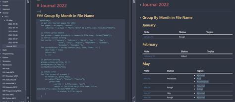 dataview displaying daily notes grouped by month r obsidianmd
