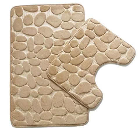 2 Piece Luxury Memory Foam Stone Pattern Bathroom Mat Set Shop Today
