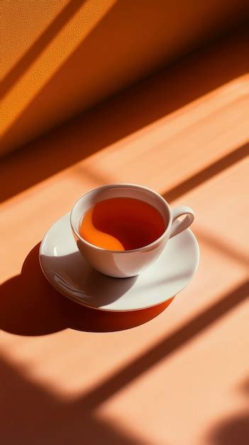 차 컵 과 유기적 인 배경 을 가진 정체물 Ai 생성 이미지