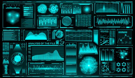 미래의 사용자 인터페이스 집합입니다 Hud입니다 미래 Infographic 요소입니다 기술 및 과학 테마입니다 분석 시스템입니다 그래프와 검사 벡터 일러스트 레이 션 헤드업