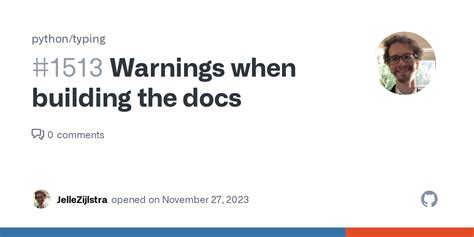 Warnings When Building The Docs · Issue 1513 · Pythontyping · Github