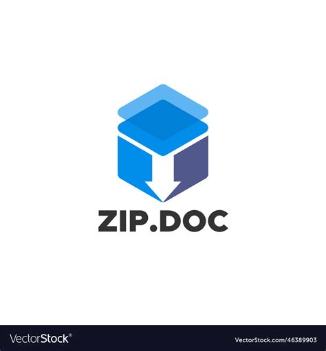 Minimalist File Zip Doc Arrow Simple Logo Design Vector Image