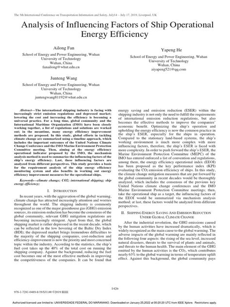 Analysis Of Influencing Factors Of Ship Operational Energy Efficiency