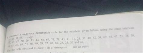 4 Construct A Frequency Distribution Table For The Numbers Given Below
