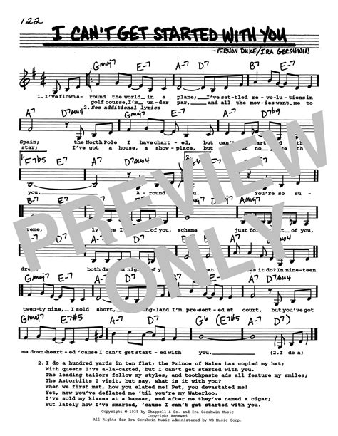 I Can T Get Started Low Voice By Vernon Duke Sheet Music For Real Book Melody Lyrics