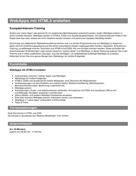 Webapps Mit Html5 Erstellen
