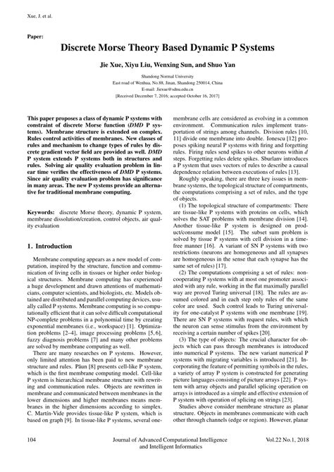 Pdf Discrete Morse Theory Based Dynamic P Systems