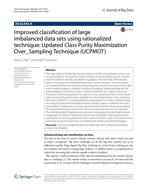 pdf improved classification of large imbalanced data sets using