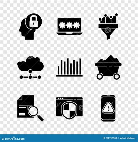 Set Human Head With Lock Laptop Password Sales Funnel Chart Document