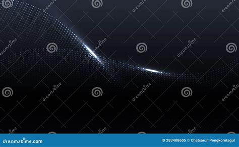 Abstract Technology Futuristic Concept Dot Lines Wave Dynamic Particle Pattern On Dark
