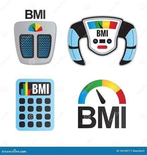 Bmi Or Body Mass Index Icons Stock Vector Illustration Of Monitor