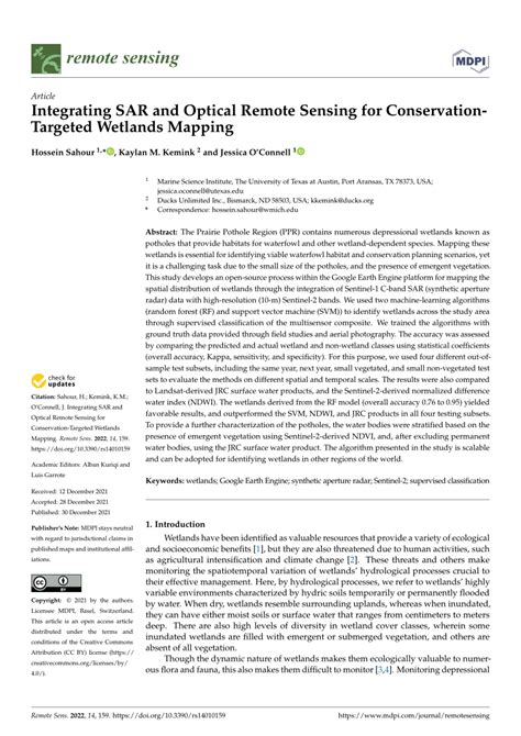 Pdf Integrating Sar And Optical Remote Sensing For Conservation